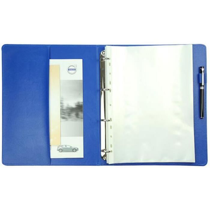 A4 bleu 3 anneaux - Dossier en cuir PU de bonne qualité, 4 anneaux (25mm de diamètre), Noir ...