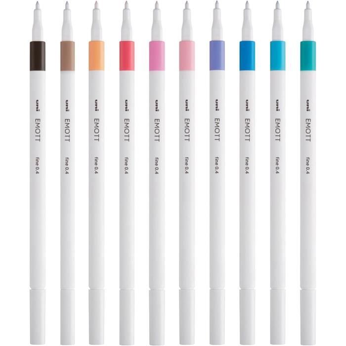 Emott - Uni Ball - Uni Mitsubishi Pencil - 10 Feutres Pastel Colors ...