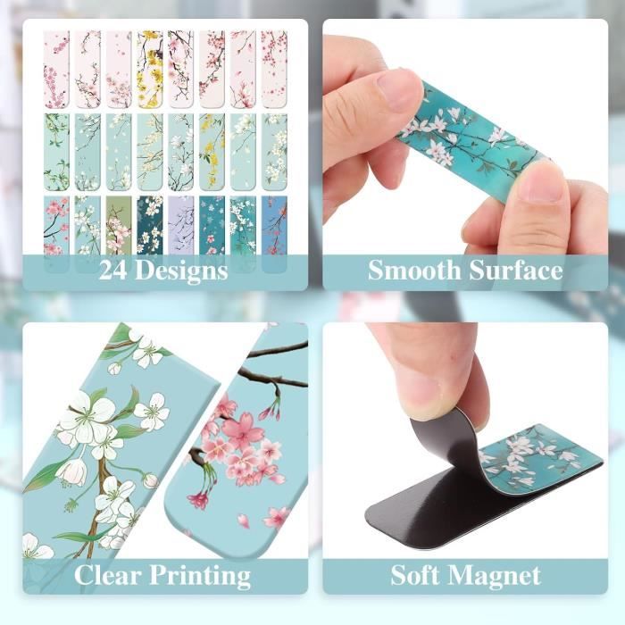 48 Pièces Marque-Pages Magnétiques, 24 Styles Signets Marque Page ...