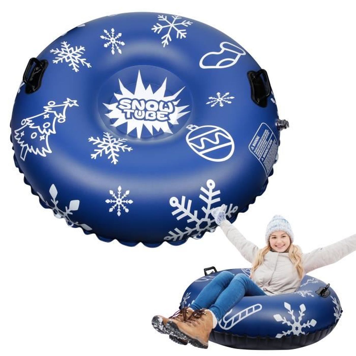 Luge gonflable, Tube à neige gonflable de 120cm, Bouée neige robuste ...