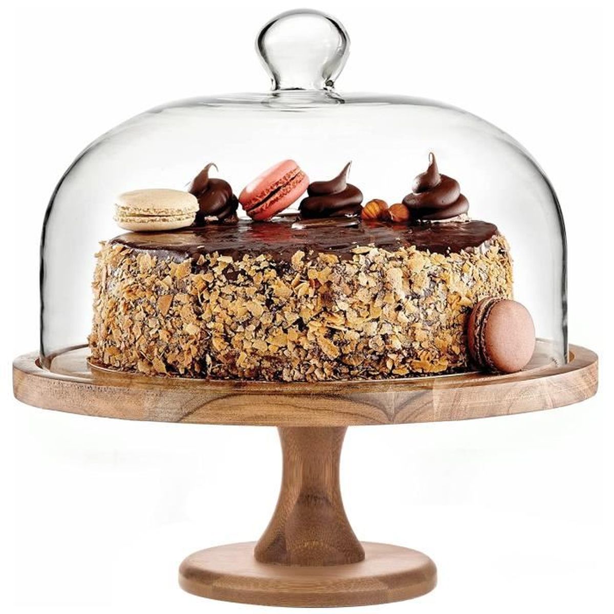Présentoir à gâteau avec couvercle et pied, Assiette à gâteau en bois ...