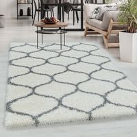 Tapis Poils Longs Salon Shaggy Motif Losanges Scandinave, Moderne Crème [140x200 cm] - Cdiscount ...