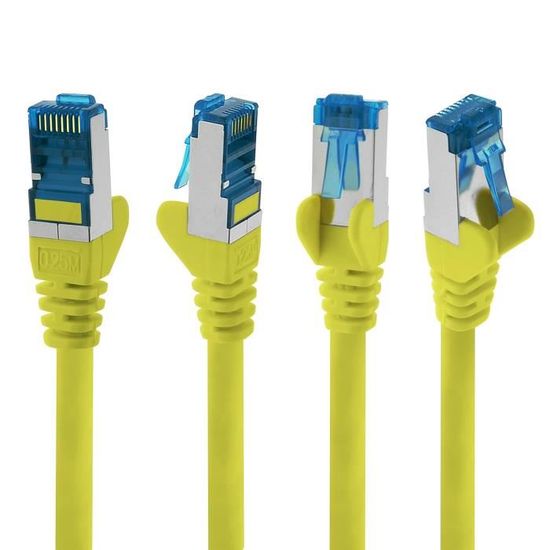 Câble Ethernet CAT6a 1aTTack.de - Lot de 10 câbles jaunes 5m - Haute ...
