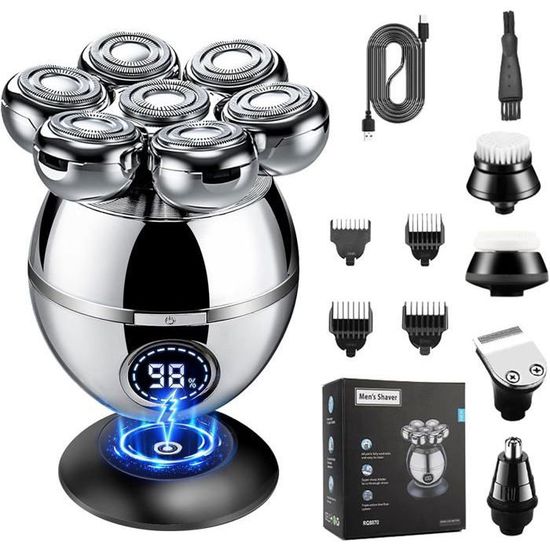 Rasoir Tete Chauve Homme, 7D Skull Shaver, 6 En 1 Tondeuse Crane Chauve ...