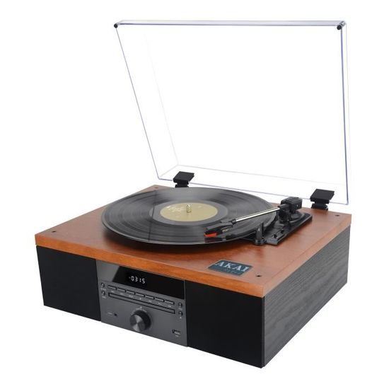 Platine disques vinyle/CD avec radio FM - Akai - Marron - Cdiscount TV Son Photo