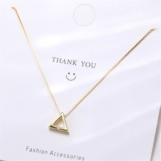 Collier Femme - CC™ - Triangle en Argent Sterling S925 - Style Simple ...