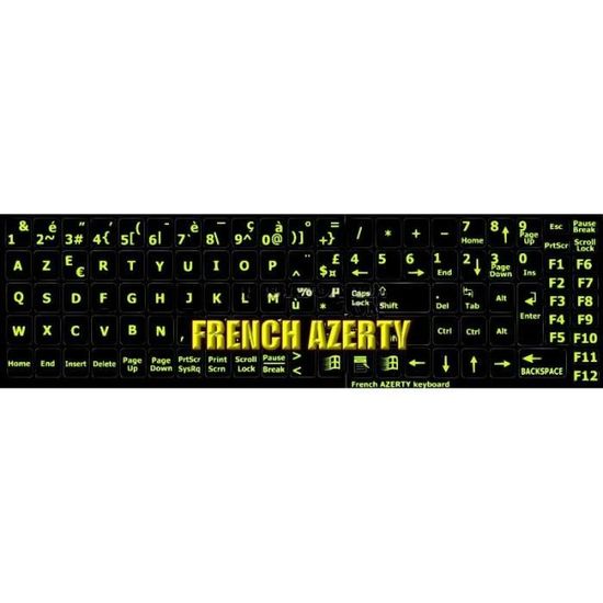 Stickers FLUO autocollants clavier AZERTY clavier complet - Cdiscount ...