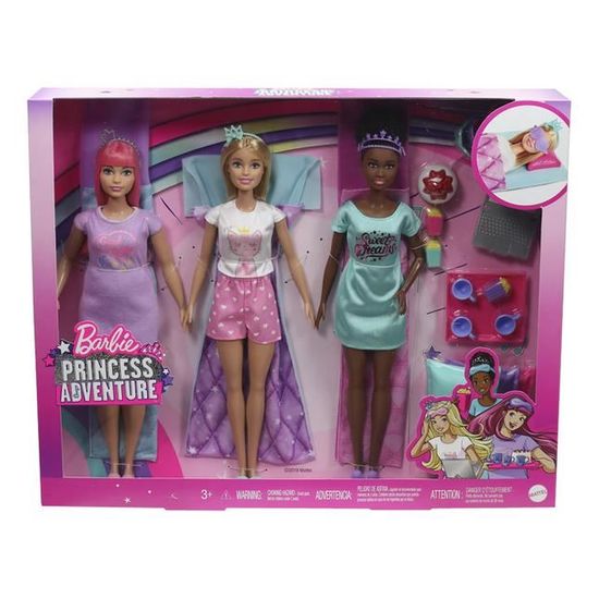 Barbie 3 poupées mannequins Princess Adventure + accessoires ...