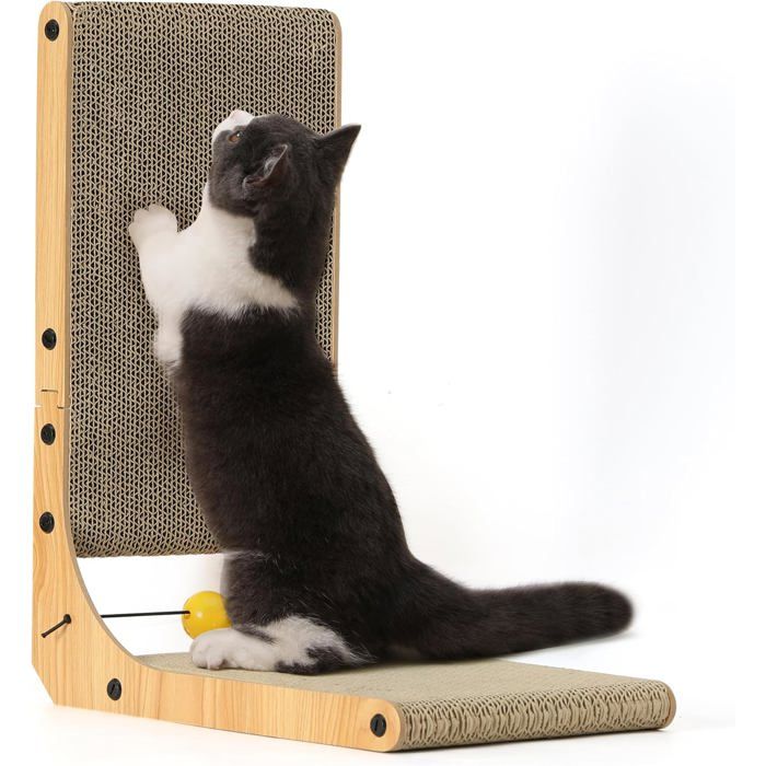 Griffoir pour chat en carton - SWAPY - 48 cm de haut - Forme en L ...