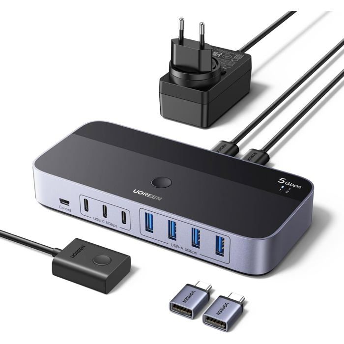 Switch USB 5Gbps KVM Commutateur 2 PC Entrées Partagent 7 Sorties ...