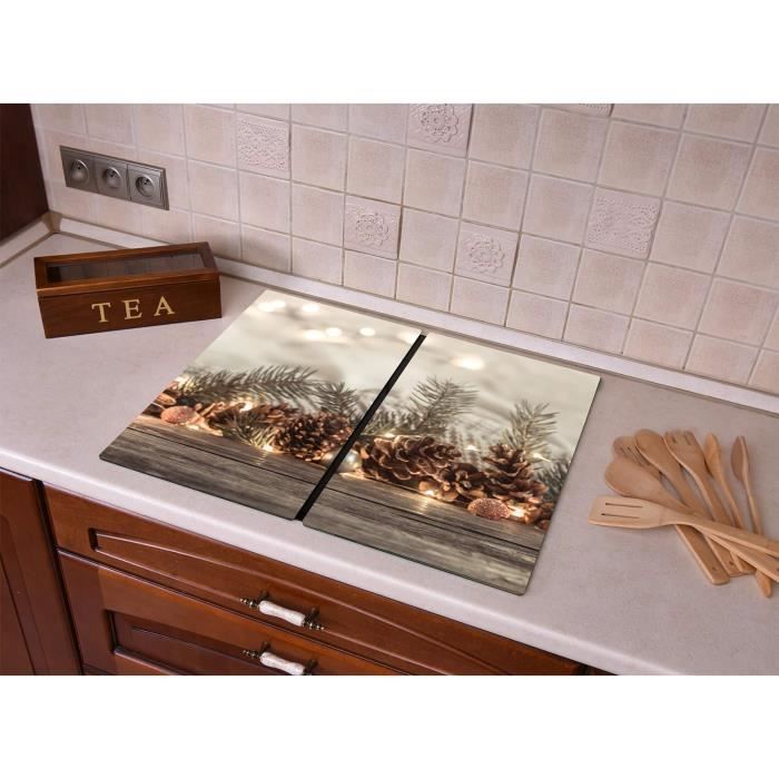 Z4L Lot de 2 cacheplaques de cuisson en verre (30 cm x 52 cm ...