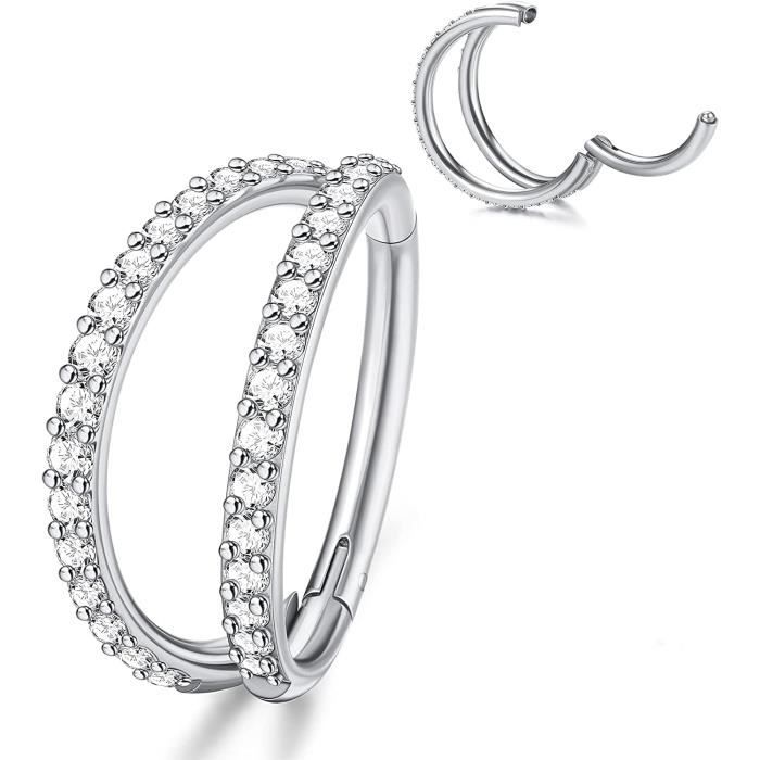 G23 Titane 16G-18G Septum Clicker Nez Anneaux Double Open Stack Conch ...