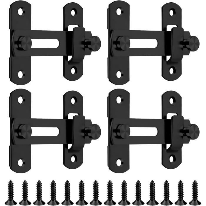 Verrou de Porte Coulissante Interieure, Lot de 4 Serrure Porte en Acier ...