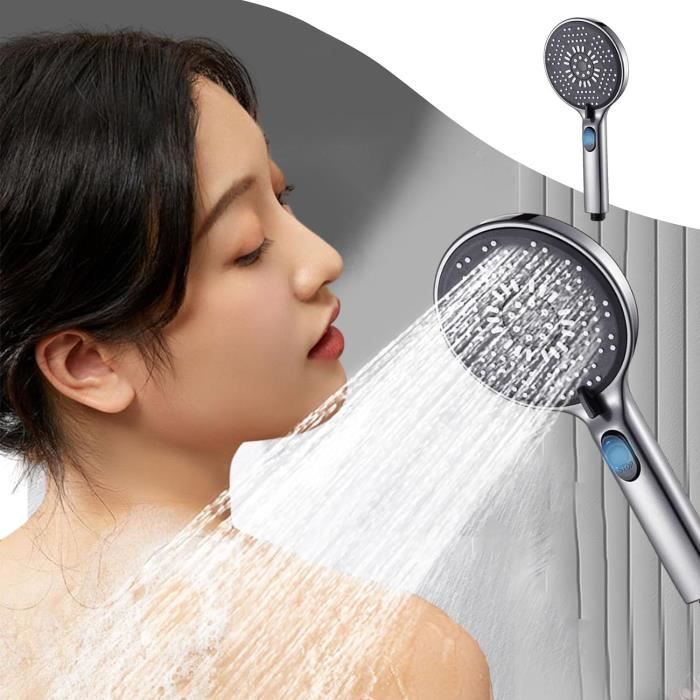 Douchette Pommeau de douche haute pression - [Y2801] - 5 modes de bain - Fonction d'arrêt d'eau ...