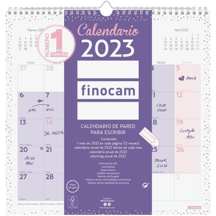 Calendrier 2023 Chic mural pour écrire janvier 2023 - décembre 2023 (12 ...
