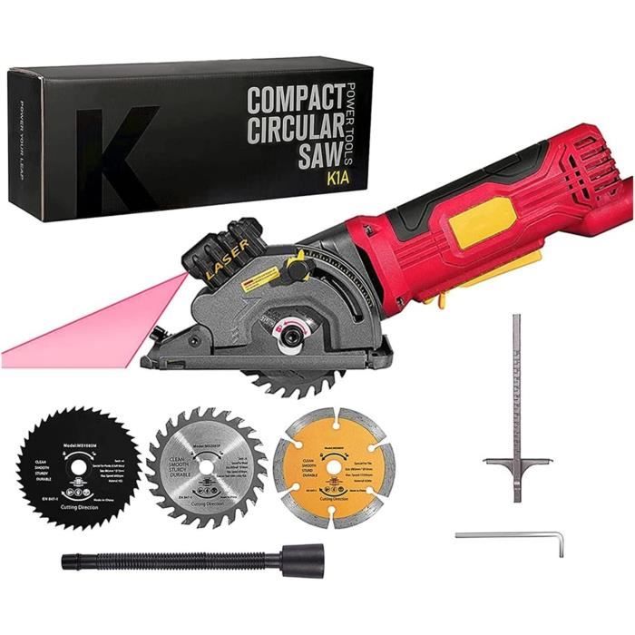 Mini scie circulaire électrique 480W 3700 tr-min 85mm avec règle de ...