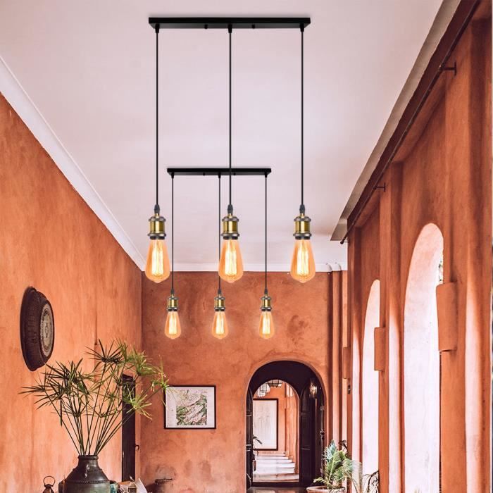 SAYOO Lot de 2 Rétro Lustre Suspension Luminaire 3 Lampes, Abat-jour ...
