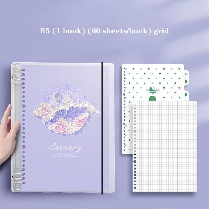 B5 - Grille G - Carnet de notes à feuilles mobiles, amovible, Simple ...