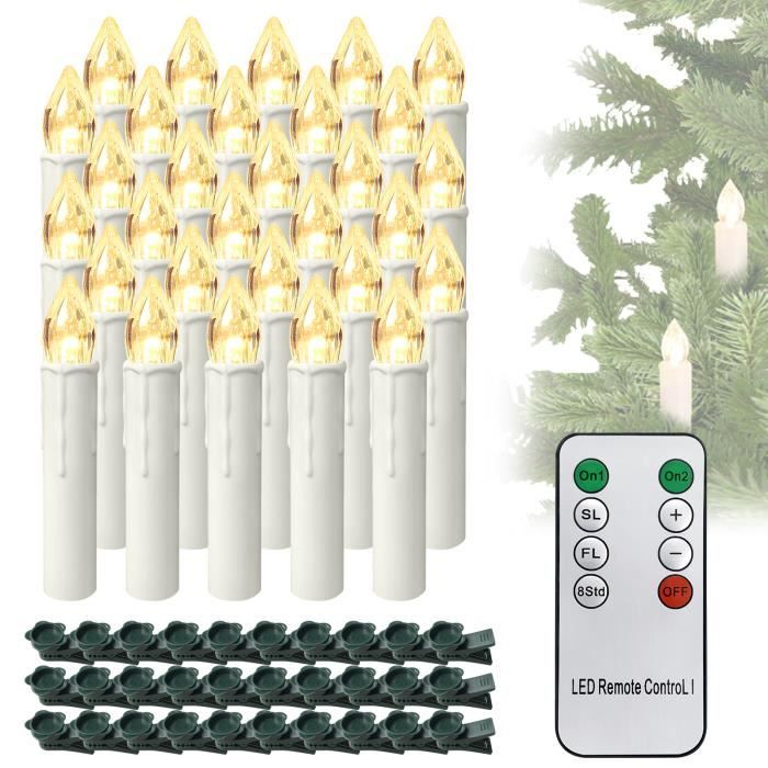 Bougies de Noël LED - AUFUN - 30 pièces - Blanc chaud - Télécommande - Dimmables - Cdiscount Maison