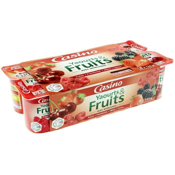 CASINO Yaourt aux fruis - Avec morceaux - Fruits rouges - Fraise ...