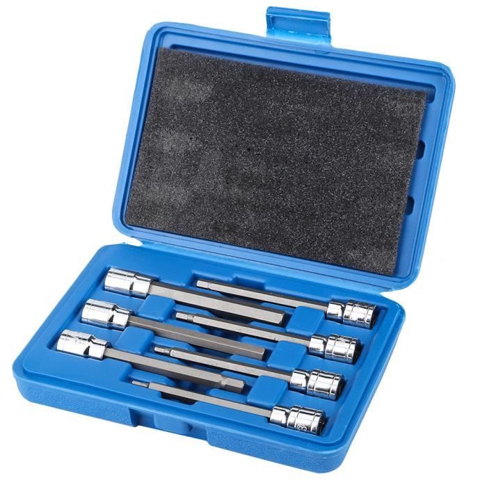 Dioche Embout hexagonal Hex Splined Bit Socket Set, 7Pcs Extra Long Hex ...