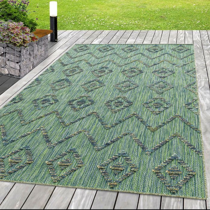 Homebyhome Tapis d'extérieur Vert, Conception bohème, Tapis pour ...