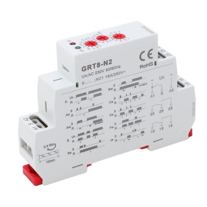 Relais temporisé multifonction - HURRISE - AC 230V - Coque ignifuge ...