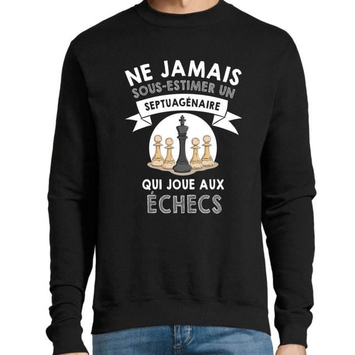 Sweat Échecs - Collection Pull Passion - Homme 70+ - Noir Noir ...