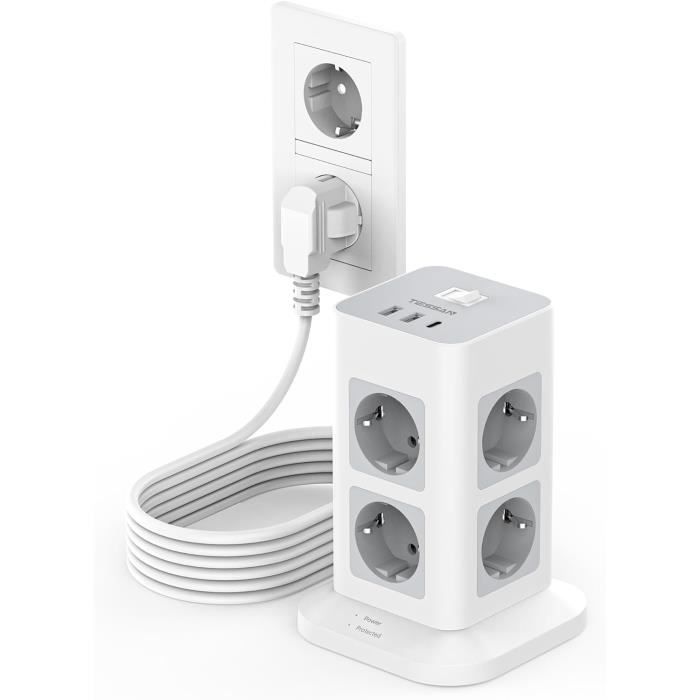 Multiprise Tour Parafoudre Parasurtenseur Avec 8 Prises Et 3 Usb, Prise ... Multiprise Tour Parafoudre Parasurtenseur Avec 8 Prises Et 3 Usb, Prise ...