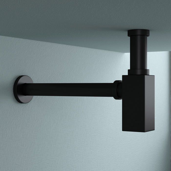 Siphon de lavabo design noir en laiton - SO GOOD - S06B - Norme DIN ...
