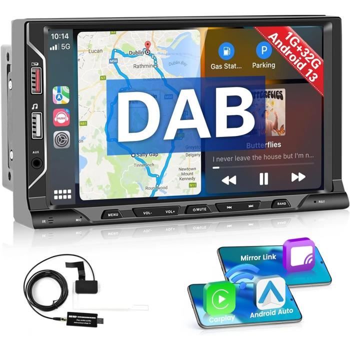 1G 32H Android 13 Dab Autoradio 2 Din Apple Carplay Avec Écran Tactile 7 Pouces Android Auto ...