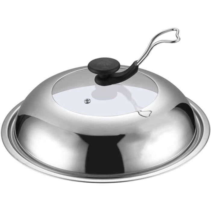 Couvercle universel en inox de 32 cm pour poêles et planchas en fonte ...