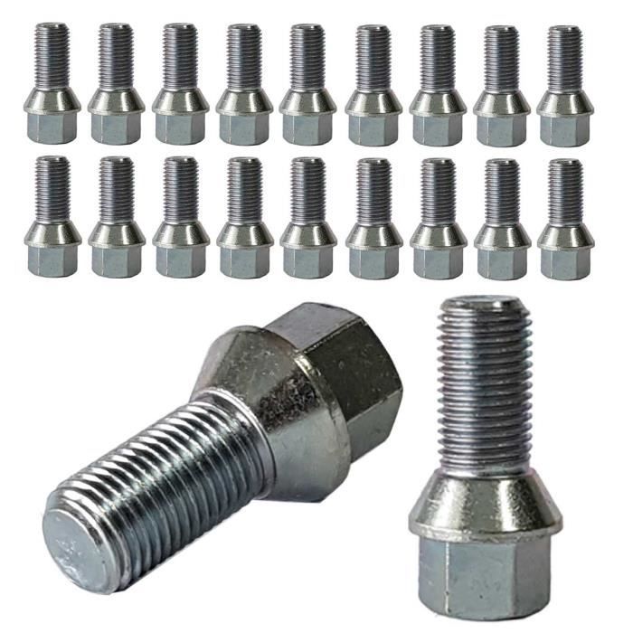 20x Boulons de roue M14x1,5 25mm conique 60° pour Peugeot 806 807 ...
