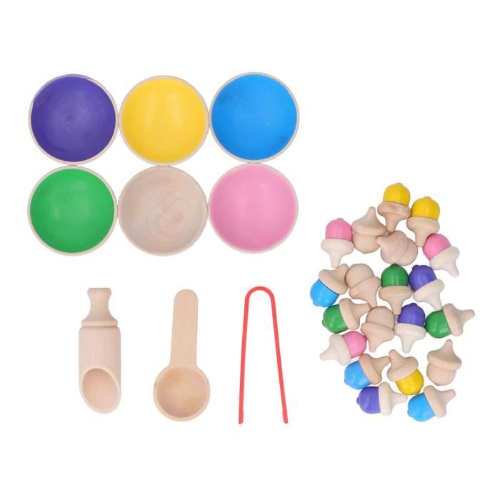 Zerodis Boules de tri de couleurs Jeu de Boules dede Couleurs en Bois ...