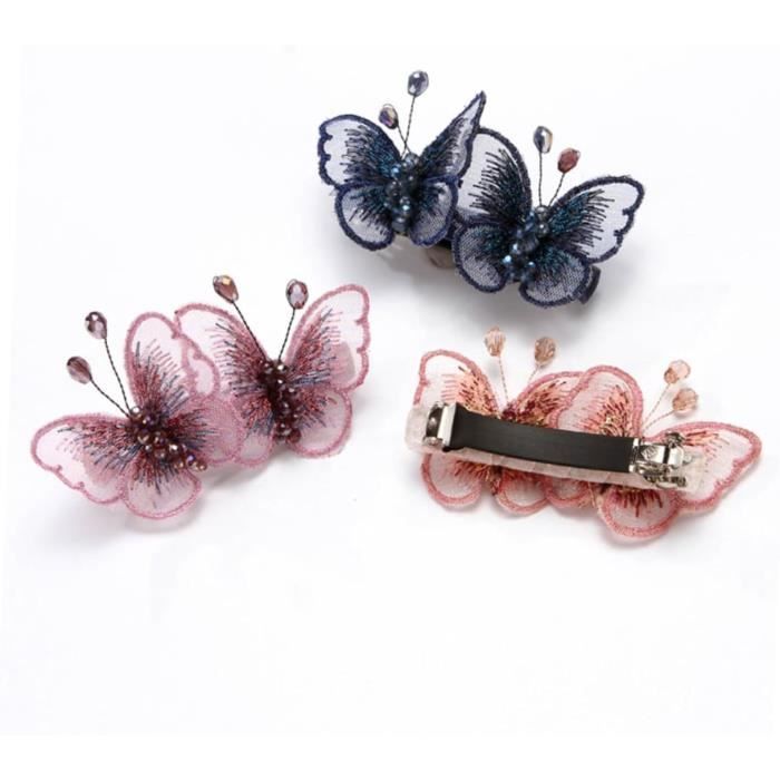 3 Pièces Mini Pinces À Cheveux Broderie Barrettes À Pression Pour ...