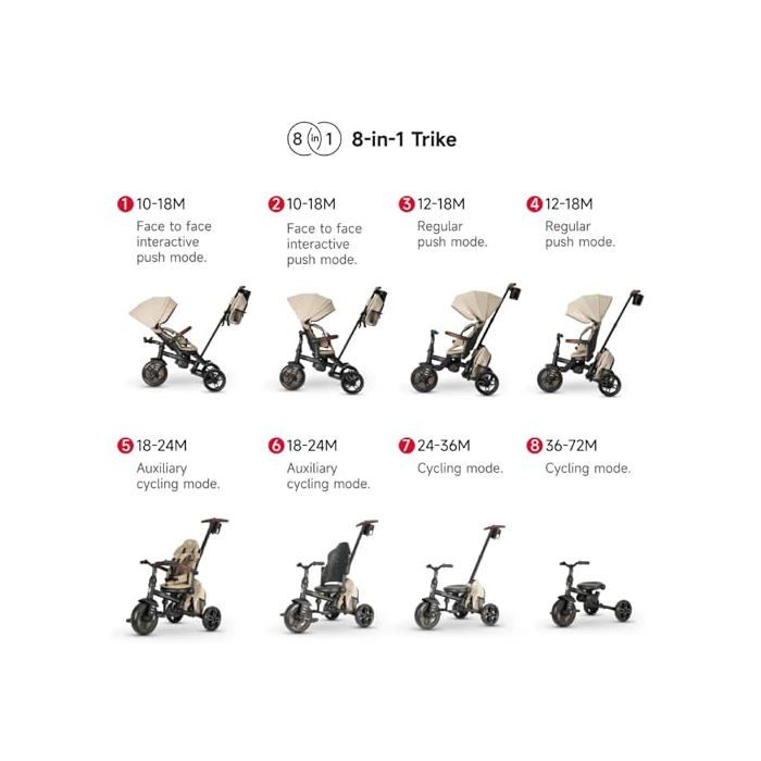Tricycle évolutif pliable - QPLAY - Comfort Max 6 en 1 - Siège pivotant ...