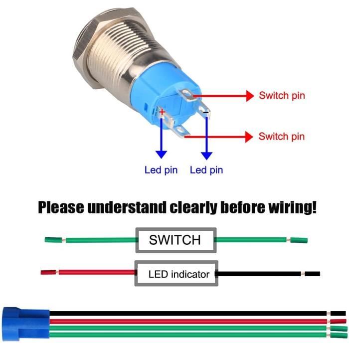 4Pcs 12Mm Spst Interrupteurs À Bouton Poussoir À Verrouillage ...