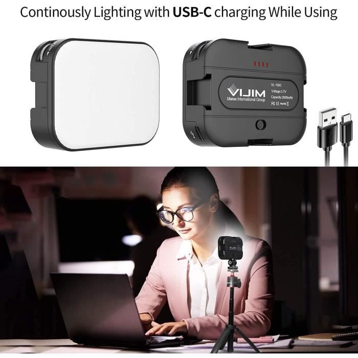 Lumière De Caméra,Vijim Vl100C Led Lampe Vidéo Avec Batterie 2000Mah ...
