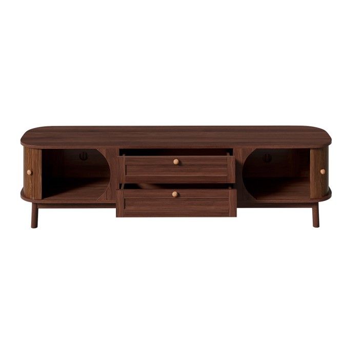 Meuble TV moderne en bois Noye avec tiroirs et compartiments, rangement ...