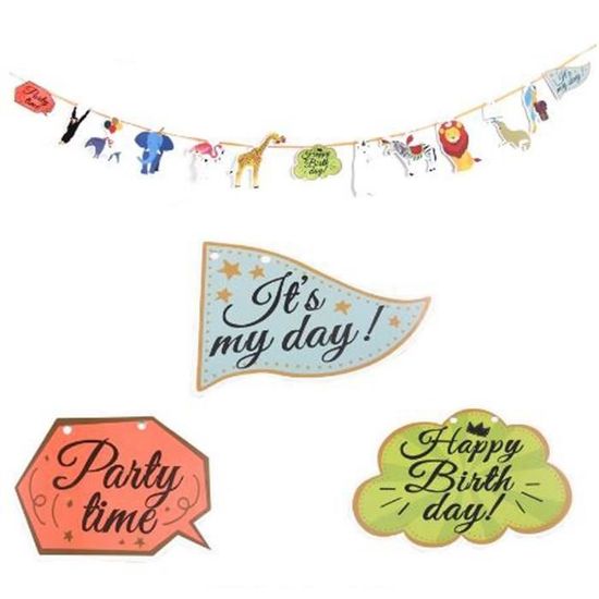 Support A Decorer JMJNJ joyeux anniversaire papier drapeau des animaux ...