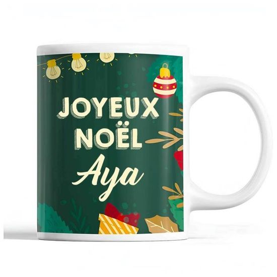 Tasse Noël Aya Vert | Mug prénom Idée Cadeau Secret Santa - Cdiscount ...