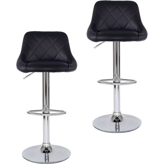 LIWI-Tabouret de bar (Lot de 2) rotatif à 360° similicuir réglage en ...