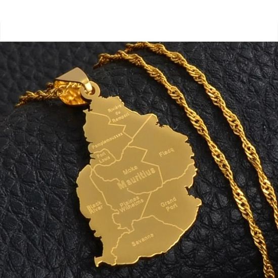 Carte De L’Île Maurice Colliers Pendentifs,Charme Ethnique Patriotic ...