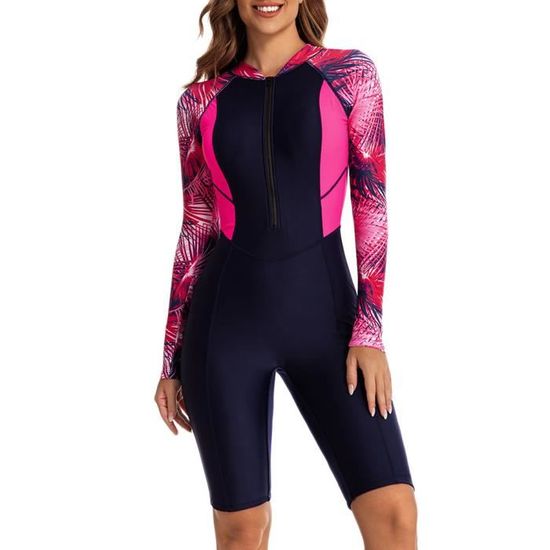 Maillot de Bain Une Pièce Femme Rashguard à Manche Longues Body Combi ...