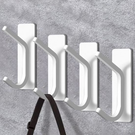 Crochet Adhesif Mural, Crochet Double Porte Serviette Salle de Bain, Porte Manteau Adhésif ...