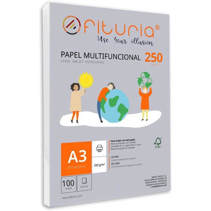 Ramette de papier A3 multifonctionnel - EDILIQ - 250 g/m² - 100 ...