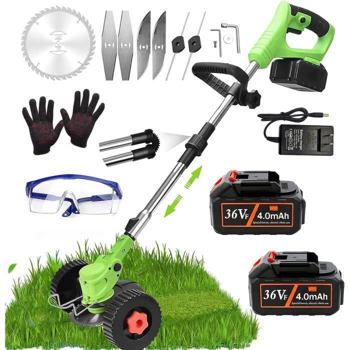 Coupe Bordure Sans Fil,Débroussailleuse À Batterie Electrique 36V 4.0Ah Avec 2 Batterie Et ...