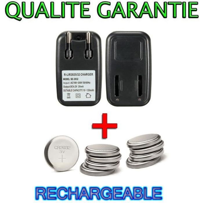 Chargeur + 10 Piles Bouton Lir2032 CR2032 Recharge - Cdiscount Informatique