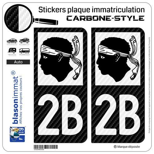 2 Stickers plaque immatriculation Auto 2B Corse - LT Carbone-Style ...