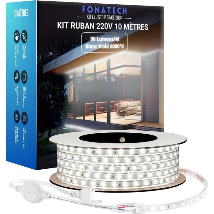 Kit Ruban 30M Bandeau Led 220V Blanc Froid Étanche Ip65 Pour Éclairage ...